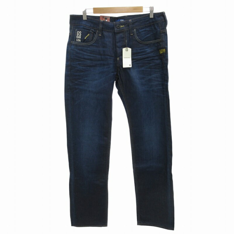 【中古】未使用品 ジースターロウ G-Star RAW タグ付き ATTACC LOW STRAIGHT LEXICON DENIM DK AGED デニムパンツ ジーンズ ストレート ボタンフライ W33 W34 L 濃紺 ネイビー 50...