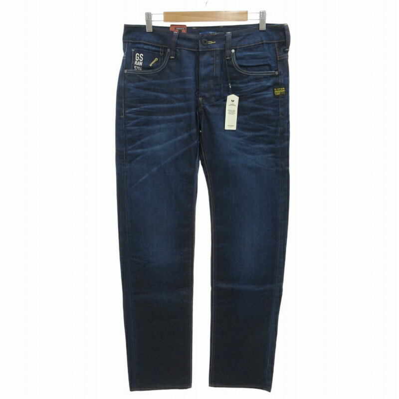【中古】未使用品 ジースターロウ G-Star RAW タグ付き ATTACC LOW STRAIGHT LEXICON DENIM DK AGED デニムパンツ ジーンズ ストレート ボタンフライ W33 W34 L 濃紺 ネイビー 50...