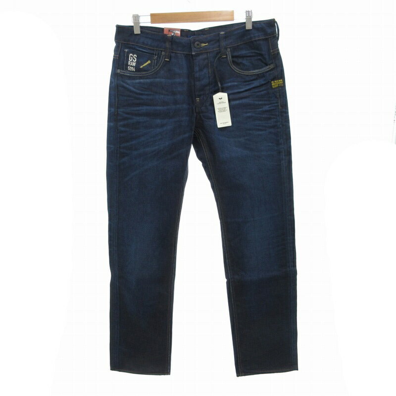 【中古】未使用品 ジースターロウ G-Star RAW タグ付き ATTACC LOW STRAIGHT LEXICON DENIM DK AGED デニムパンツ ジーンズ ストレート ボタンフライ W33 W34 L 濃紺 ネイビー 50...
