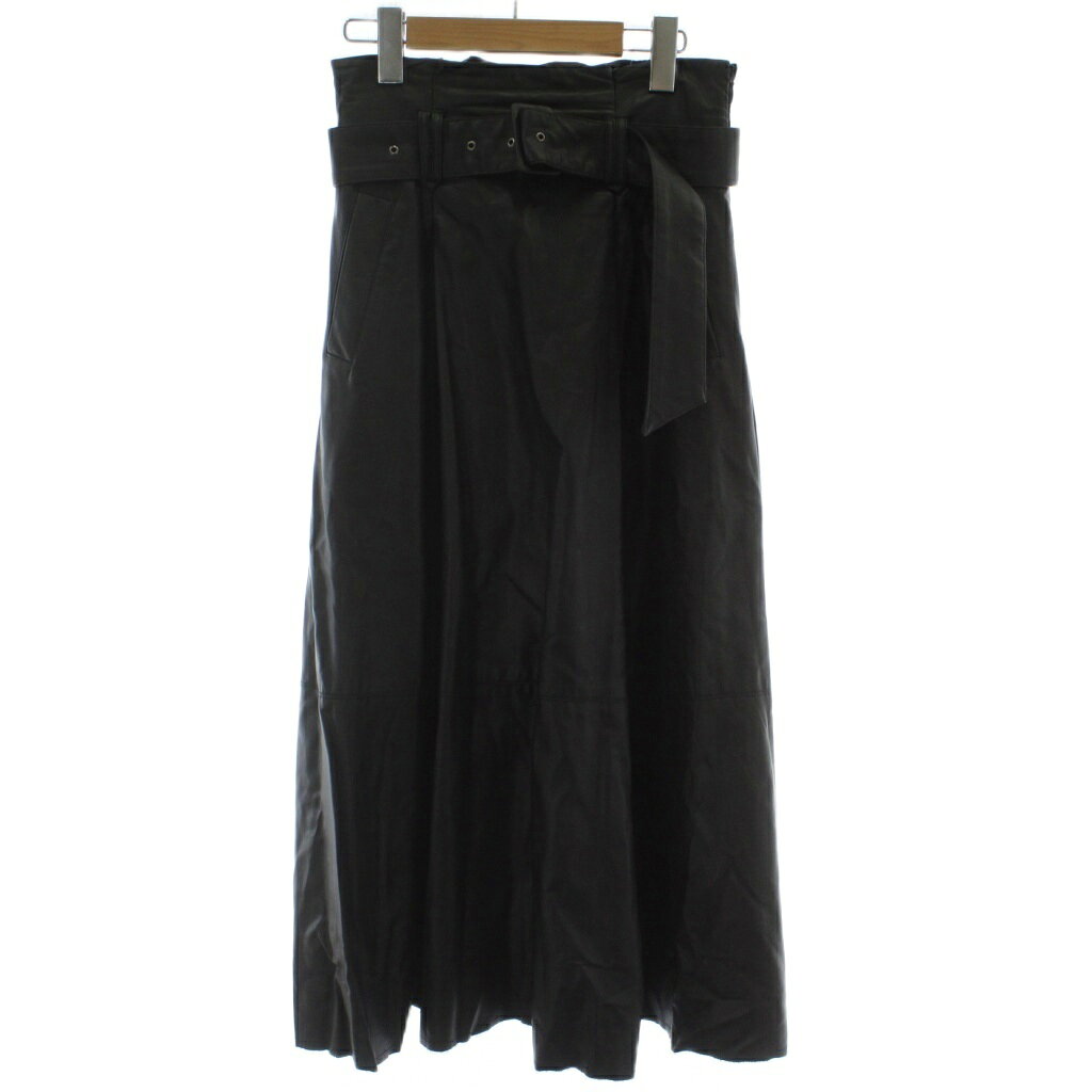 【中古】アズールバイマウジー AZUL by moussy ハイウエストスカート S 黒 ブラック フェイクレザー ロング丈 ベルト付き 無地 /GG ■NI レディース 【ベクトル 古着】 260325ブランドアズールバイマウジー AZU...