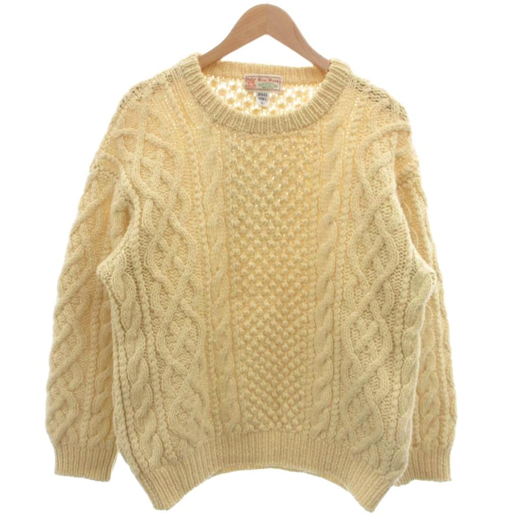 【中古】ジェムボニー Gem Bony 美品 ニット セーター ウール L クリーム色味 クルーネック ケーブル編み 長袖 /MX ■ECF004 メンズ 【ベクトル 古着】 260410表記サイズL実寸サイズ肩幅：59cm　身幅：68cm...