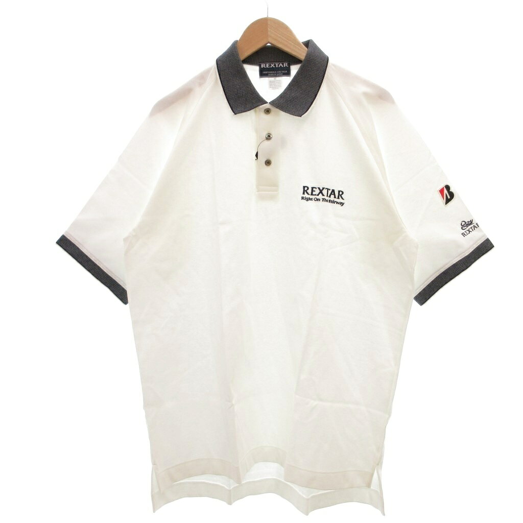 【中古】未使用品 タグ付き レクスター REXTAR ポロシャツ LL 白 ホワイト 半袖 無地 ロゴ刺繍 /ML ■ECF004 メンズ 【ベクトル 古着】 260410表記サイズLL実寸サイズ身幅：60cm　着丈：80cm　ゆき丈：54...
