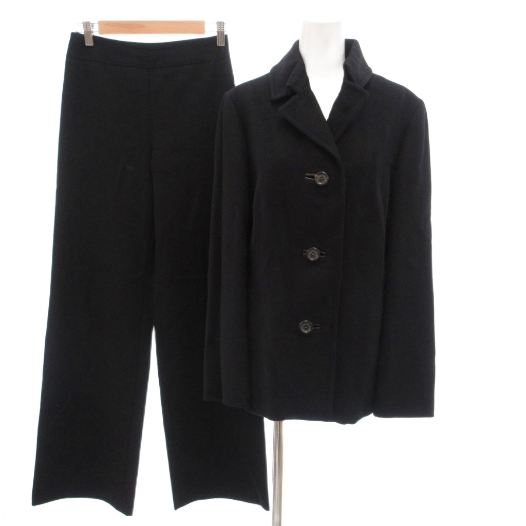 【中古】Mr & Mrs MacLeod セットアップ ジャケット パンツ スラックス アンゴラ混 カシミヤ混 38 黒 ブラック 無地 長袖 テーラードカラー /KR ■ECG004 レディース 【ベクトル 古着】 260411表記サイズ...