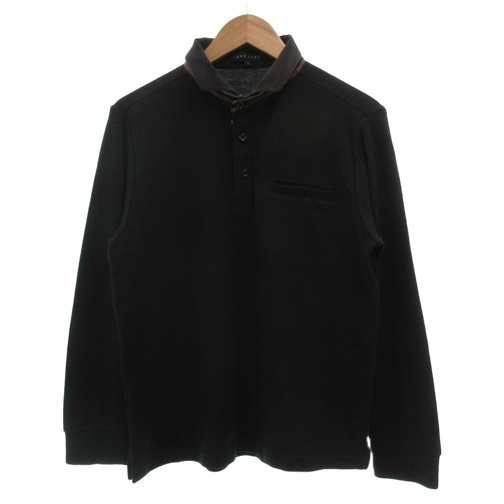 【中古】カフェソーホー CAFE SOHO ポロシャツ L 黒 ブラック 長袖 胸ポケット リブ /NU ■ECF004 メンズ 【ベクトル 古着】 260415表記サイズL実寸サイズ肩幅：41cm　身幅：51cm　着丈：63cm　袖丈：5...