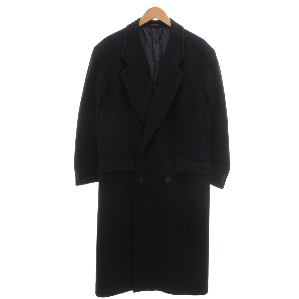 【中古】ビジョッティ Biagiotti チェスターコート カシミヤ 紺 ネイビー フラップポケット ダブルブレスト テーラードカラー /MU ■ECF004 メンズ 【ベクトル 古着】 260417ブランドビジョッティ Biagiotti...