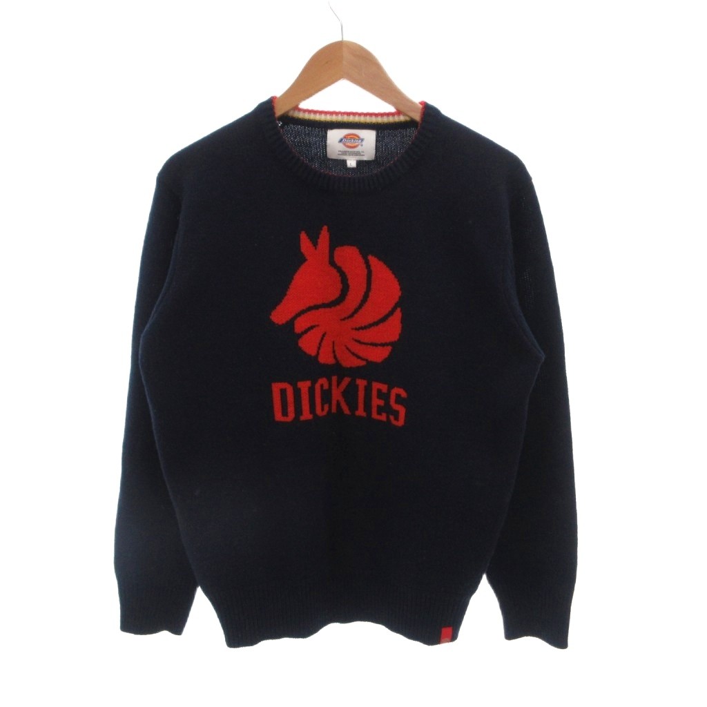 【中古】ディッキーズ Dickies 美品 ニット セーター ウール L ネイビー 紺色 長袖 クルーネック ロゴデザイン /MX ■ECF004 メンズ 【ベクトル 古着】 260420ブランドディッキーズ Dickies表記サイズL実寸...
