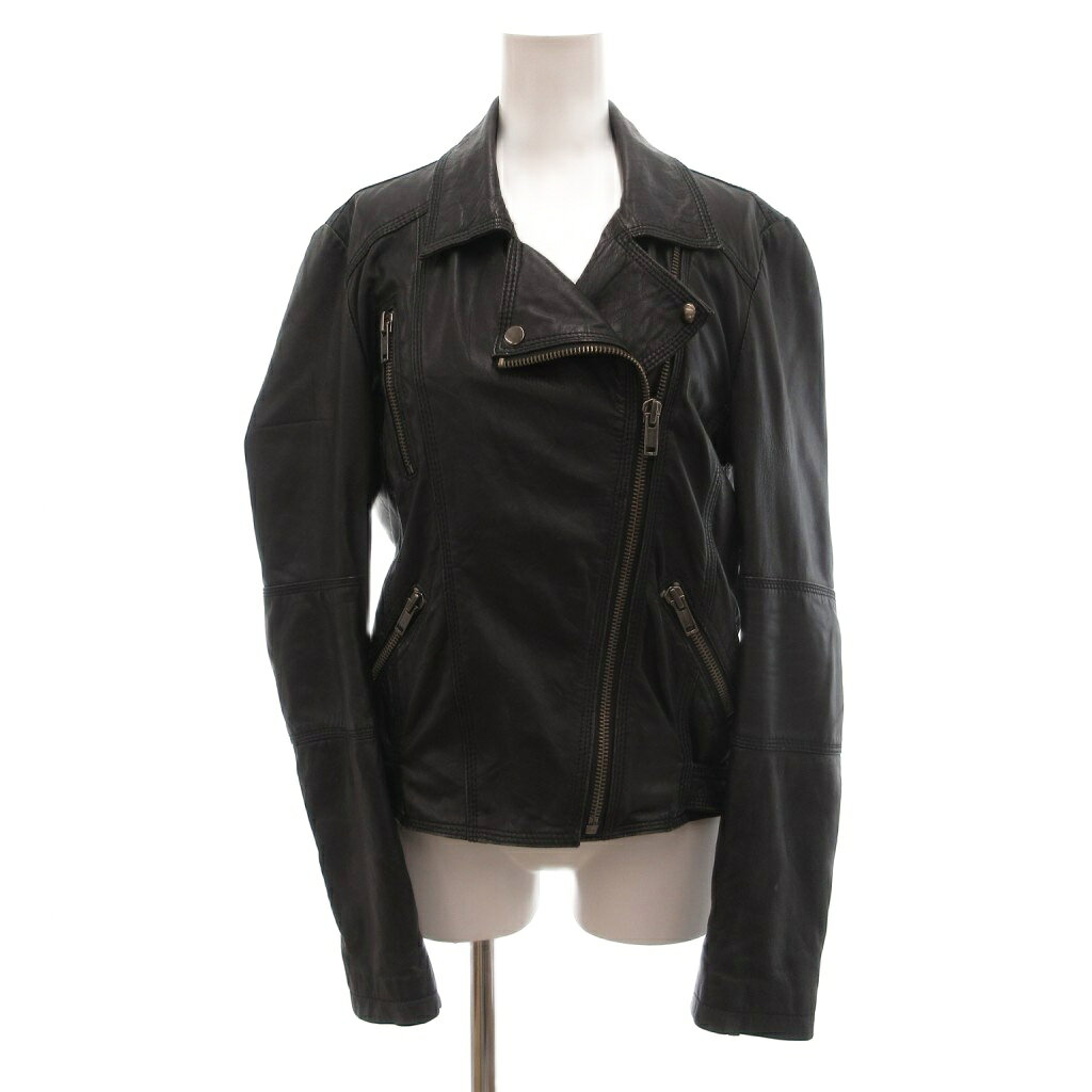 【中古】トップショップ TOPSHOP ライダースジャケット レザー 本革 EUR42 黒 ブラック アシンメトリージッパー /NL ■ECF004 レディース 【ベクトル 古着】 260424ブランドトップショップ TOPSHOP表記サイ...