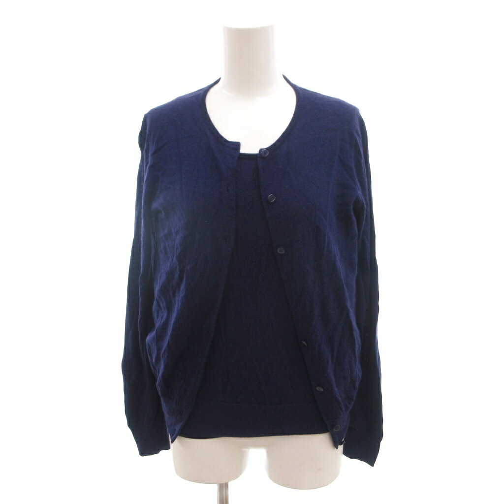 【中古】ユナイテッドアローズ UNITED ARROWS 美品 アンサンブルニット カーディガン セーター 絹 シルク混 F 青 ブルー 無地 ラウンドネック 長袖 /SJ ■ECF004 レディース 【ベクトル 古着】 260512ブラン...