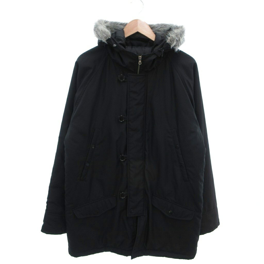 【中古】BRAIN-TRUST 美品 モッズコート LL 黒 ブラック フェイクファー フーディー 中綿 /MX メンズ 【ベクトル 古着】 260515表記サイズLL実寸サイズ身幅：66cm　着丈：88cm　ゆき丈：94cm　　素材表地 ...