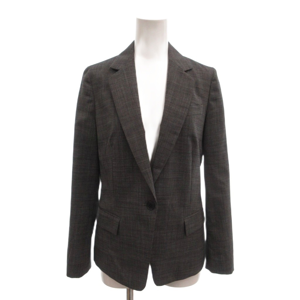 【中古】グリーンレーベルリラクシング ユナイテッドアローズ green label relaxing 美品 テーラードジャケット ウール 36 グレー 長袖 ノッチドラペル シングルブレスト1B /MX ■ECG005 レディース 【ベクト...