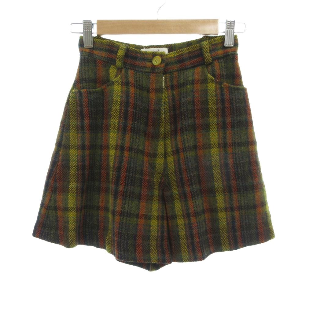 【中古】ケンゾー KENZO コンポジション バイ ケンゾー Composition by KENZO ヴィンテージ ショートパンツ 38 黄色 イエロー オレンジ 黒 ブラック チェック柄 ハイウエスト /NU ■ECF006 レディース...