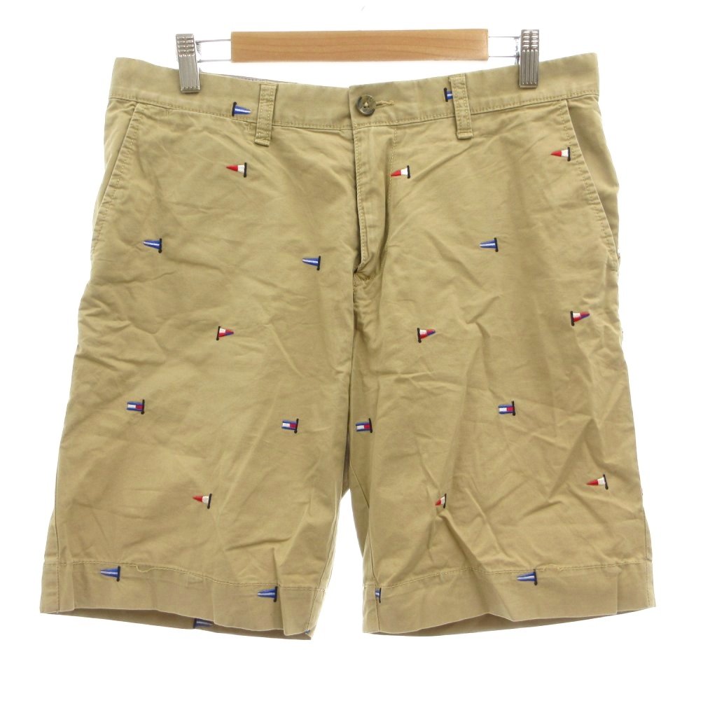 【中古】トミーヒルフィガー TOMMY HILFIGER ハーフパンツ ショート 32 ベージュ 総柄 刺繍 /NU ■ECG006 メンズ 【ベクトル 古着】 260616ブランドトミーヒルフィガー TOMMY HILFIGER表記サイズ...