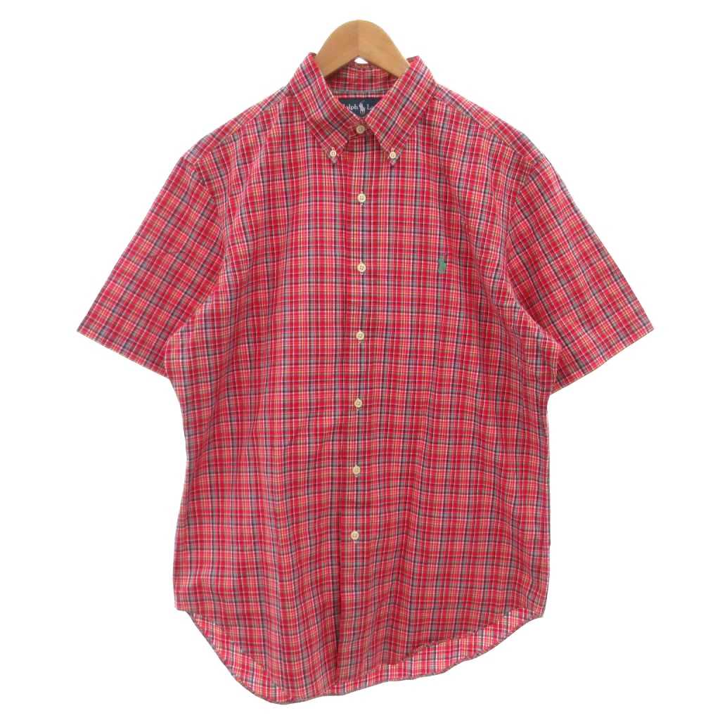 【中古】ラルフローレン RALPH LAUREN シャツ M 赤 レッド チェック柄 ボタンダウン 半袖 /SC ■ECG007 メンズ 【ベクトル 古着】 260710ブランドラルフローレン RALPH LAUREN表記サイズM実寸サイズ...