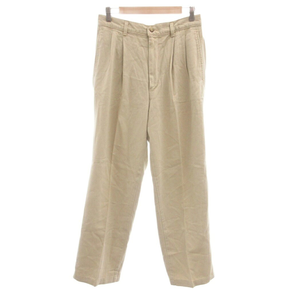 【中古】WILLIAM BURNS ヴィンテージ タックパンツ スラックス 76 ベージュ フルレングス /NL ■ECF007 メンズ 【ベクトル 古着】 260712表記サイズ76実寸サイズウエスト：72cm　もも幅：34cm　裾幅：2...
