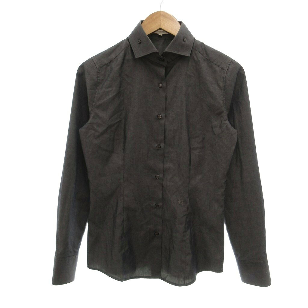 【中古】ナラカミーチェ NARACAMICIE ボタンダウンシャツ ブラウス 2 灰色 グレー 長袖 /SC ■ECF007 メンズ 【ベクトル 古着】 260710表記サイズ2実寸サイズ肩幅：38cm　身幅：47cm　着丈：74cm　袖丈...