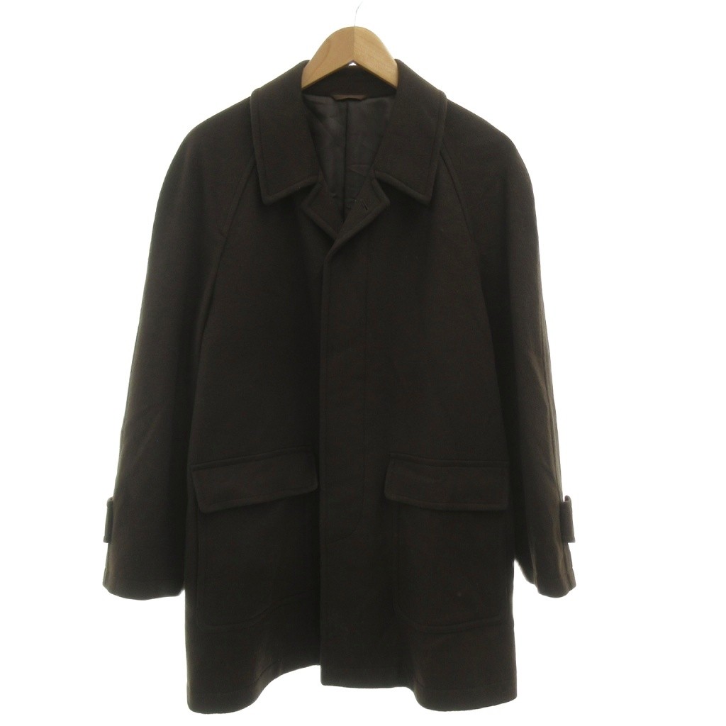 【中古】BEAU GESTE コート レギュラーカラー S 茶 ブラウン ウール カシミヤ混 ミドル ハーフ丈 /BJ ■ECF007 メンズ 【ベクトル 古着】 260730表記サイズS実寸サイズ身幅：59cm　着丈：82cm　ゆき丈：8...