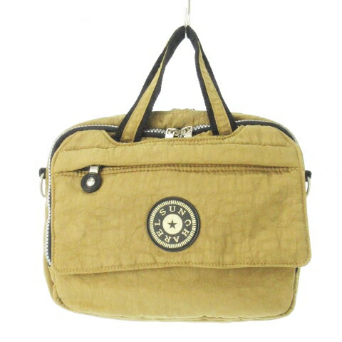 【中古】サンシャレル SUN CHAREL ハンドバッグ ミニ 2way ショルダーバッグ ナイロン ラバーロゴ シワ加工 ベージュ /CK17 ■GY99 レディース 【ベクトル 古着】 250624表記サイズサイズ表記なし(実寸サイズを...