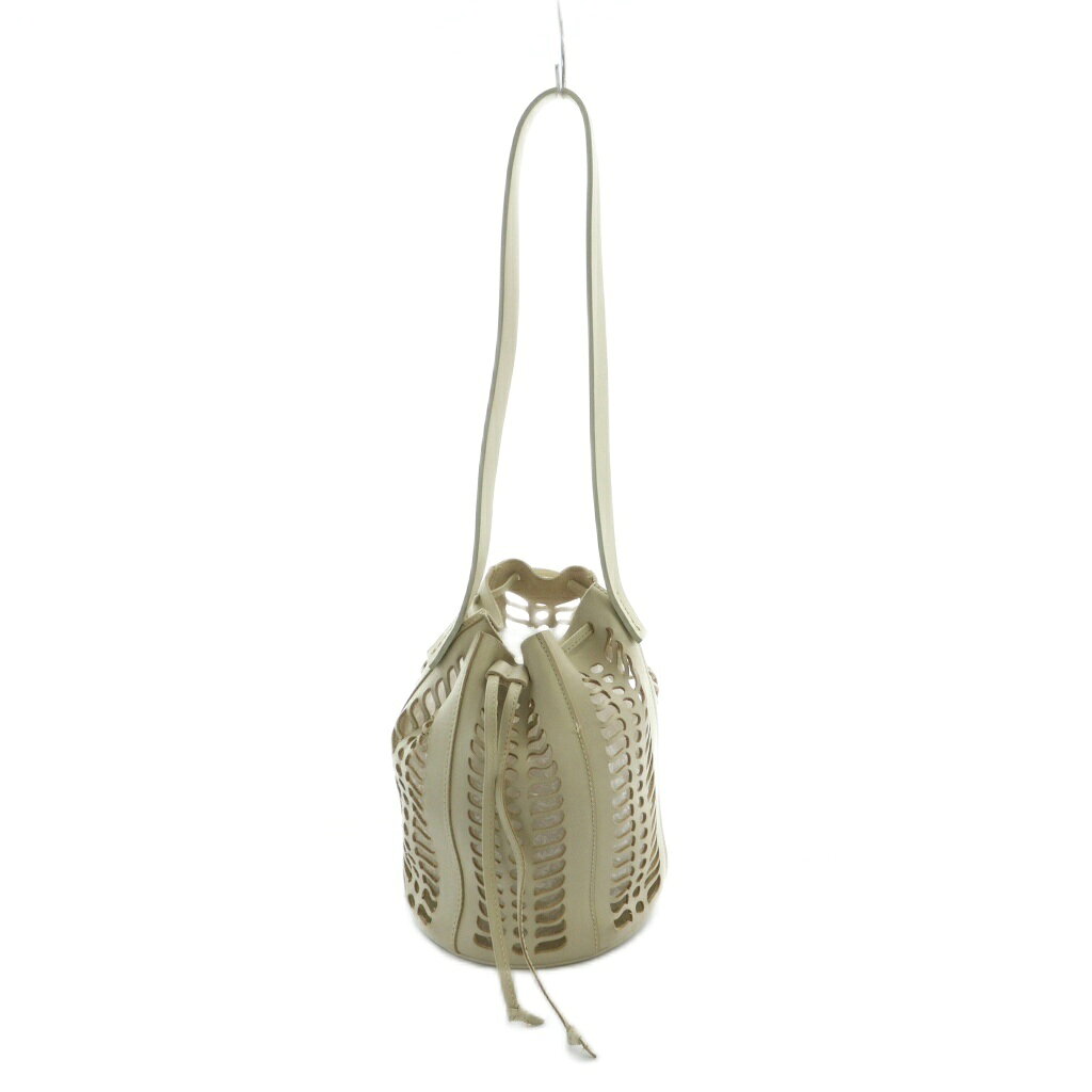 【中古】モダンウィーヴィング modern weaving ショルダーバッグ 斜めがけ レザー メッシュ ロゴ グレージュ ■GY19 /MQ レディース 【ベクトル 古着】 251022表記サイズ実寸サイズをご参考ください。実寸サイズ持ち...