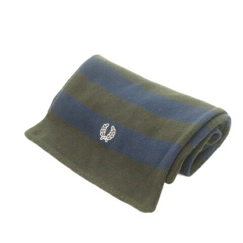 【中古】フレッドペリー FRED PERRY マフラー ニット ロゴ刺繍 ボーダー 紺 ネイビー 茶 ブラウン /MN1 ■GY01 メンズ 【ベクトル 古着】 251210ブランドフレッドペリー FRED PERRY表記サイズサイズ表記な...