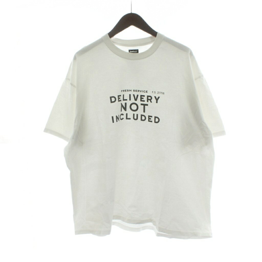 【中古】フレッシュサービス　fresh service Tシャツ F 白 ホワイト クルーネック 文字プリント 半袖 カットソー /PP ■GY99 メンズ 【ベクトル 古着】 260123ブランドフレッシュサービス　fresh servi...