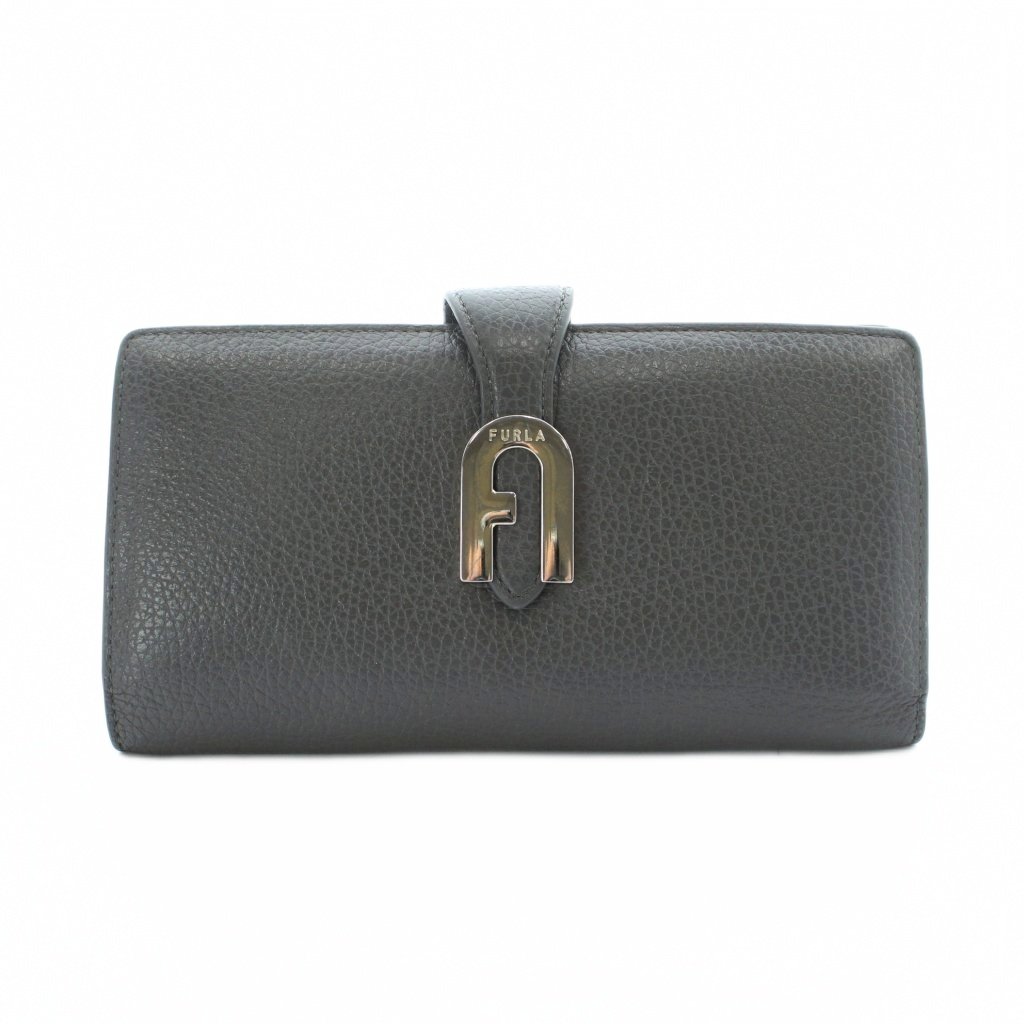 【中古】フルラ FURLA 長財布 二つ折り財布 小銭入れ レザー グレー ロゴバックル WP00022 HSF000 ■GY18 /RI ■OS レディース 【ベクトル 古着】 260303ブランドフルラ FURLA実寸サイズヨコ：18....