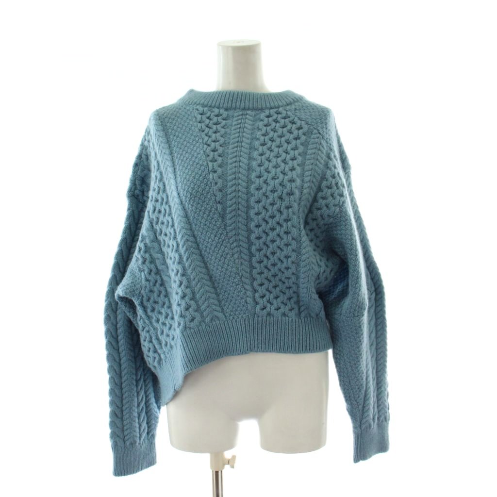 【中古】ステラマッカートニー STELLA McCARTNEY ニット セーター ウール アルパカ混 アシンメトリー 38 青 ブルー 長袖 ケーブル編み ラウンドネック /PP ■GY19 レディース 【ベクトル 古着】 260220ブラ...