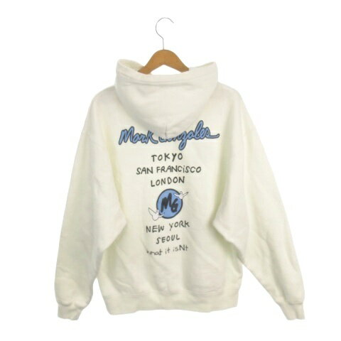 【中古】マークゴンザレス MARK GONZALES what it isnt プルパーカー スウェット 長袖 プリント 裏起毛 F 白 ホワイト /AH17 ■GY99 メンズ 【ベクトル 古着】 260305ブランドマークゴンザレス M...