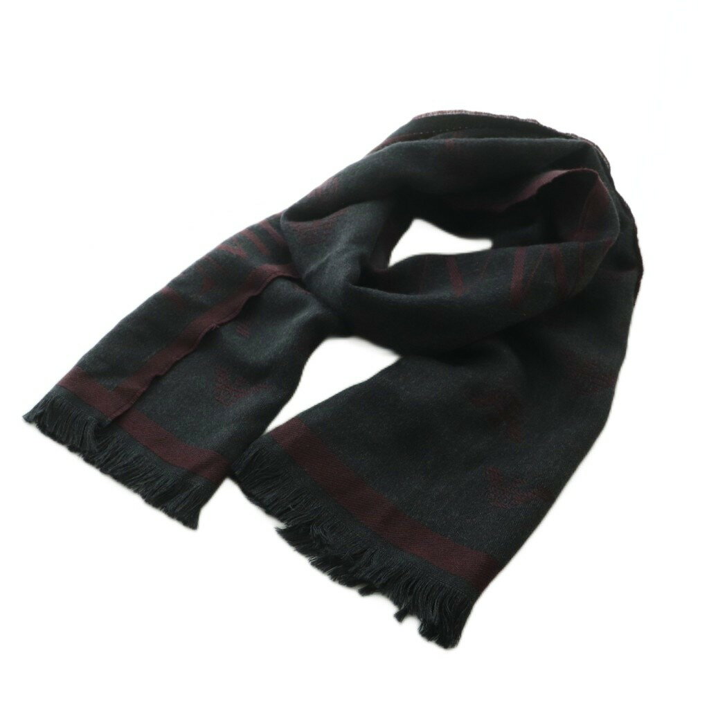 【中古】エンポリオアルマーニ EMPORIO ARMANI マフラー ウール フリンジ ロゴ柄 グレー ボルドー /MI ■GY18 レディース 【ベクトル 古着】 260325ブランドエンポリオアルマーニ EMPORIO ARMANI表記...