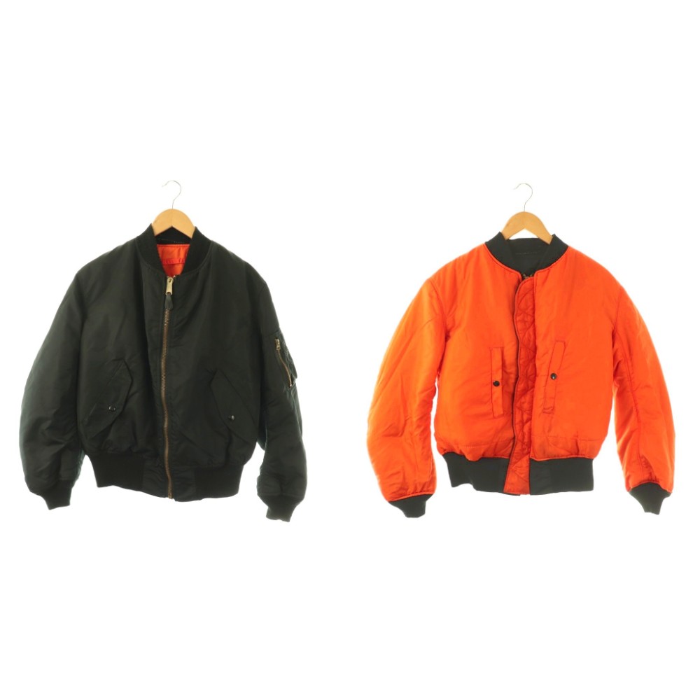【中古】アルファ ALPHA 80-90's MA-1 中綿ジャケット ナイロン ブルゾン リバーシブル アウター バイカラー M オレンジ 黒 ブラック MIL-J-82790J /BB ■GY12 メンズ 【ベクトル 古着】 26033...