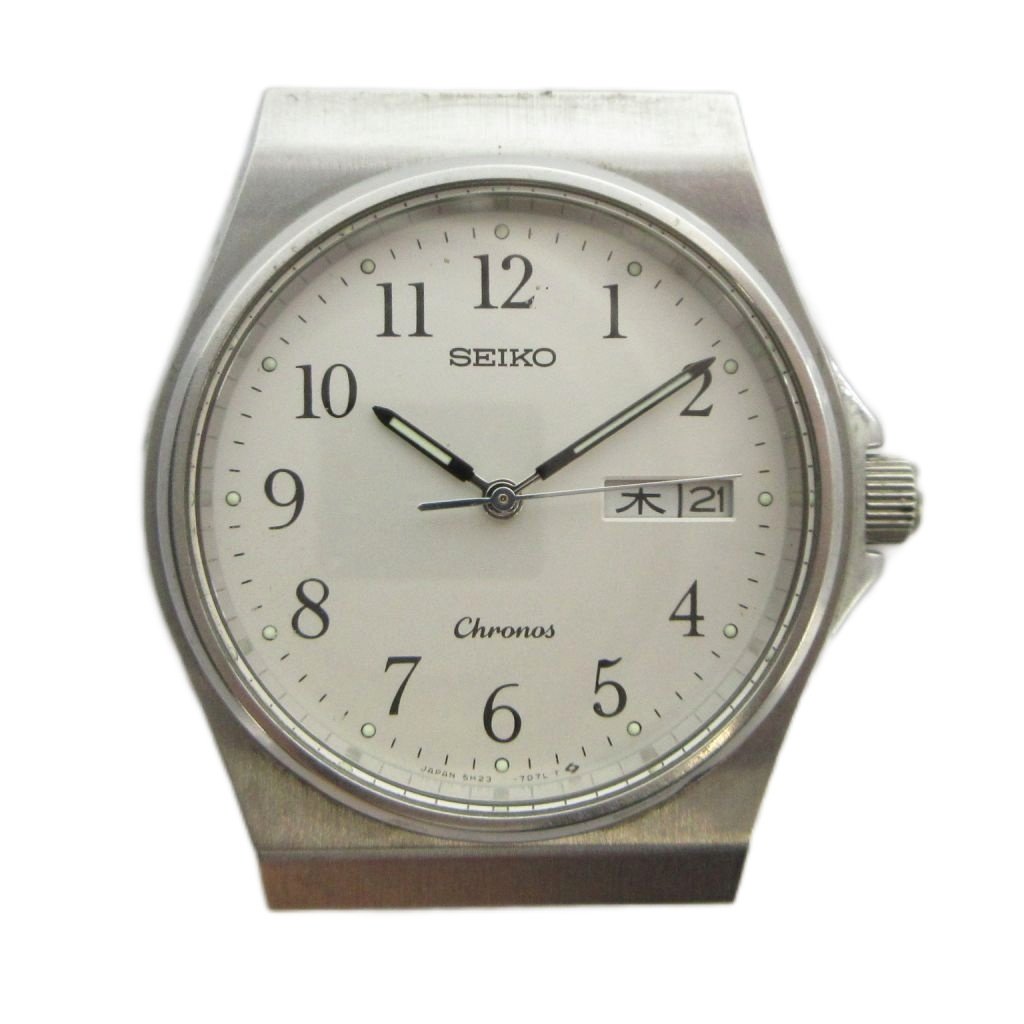 【中古】セイコー SEIKO Chronos 5H23-7020 腕時計 ウォッチ ケースのみ クォーツ カレンダー付き シルバー色 ■GY18 /MQ メンズ 【ベクトル 古着】 260522ブランドセイコー SEIKO表記サイズ実寸サイ...