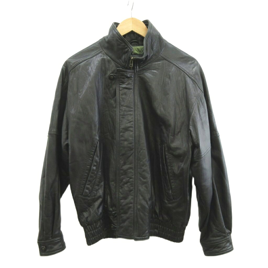 【中古】オープンギア OPEN GEAR レザージャケット 羊革 M 黒 ブラック 長袖 スタンドカラー リブ裾 /KV ■GY99 メンズ 【ベクトル 古着】 260417表記サイズM実寸サイズ身幅：64cm　着丈：64cm　ゆき丈：87...