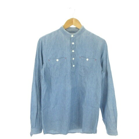 【中古】ニッカーボッカー KNICKERBOCKER A TRUE UNION シャツ S 青 ブルー バンドカラー 長袖 プルオーバー /AO12 ■GY99 メンズ 【ベクトル 古着】 260507表記サイズS実寸サイズ肩幅：42cm　...