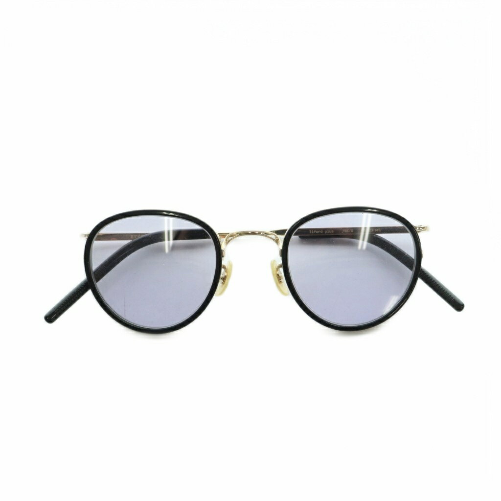 【中古】アイヴァン EYEVAN Ilford plus サングラス メガネ メタルフレーム 45□23-145 ブラック ゴールドカラー /MI ■GY12 レディース 【ベクトル 古着】 260423表記サイズ45□23-145実寸サイ...
