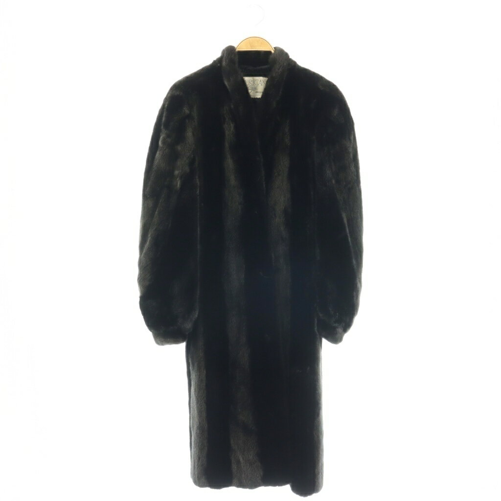 【中古】アメリカンレジェンド AMERICAN LEGEND ミンクファー ロング コート 毛皮 アウター ブラック 黒 6 /CX ■GY11 レディース 【ベクトル 古着】 260514表記サイズ6実寸サイズ身幅：50cm　着丈：110...