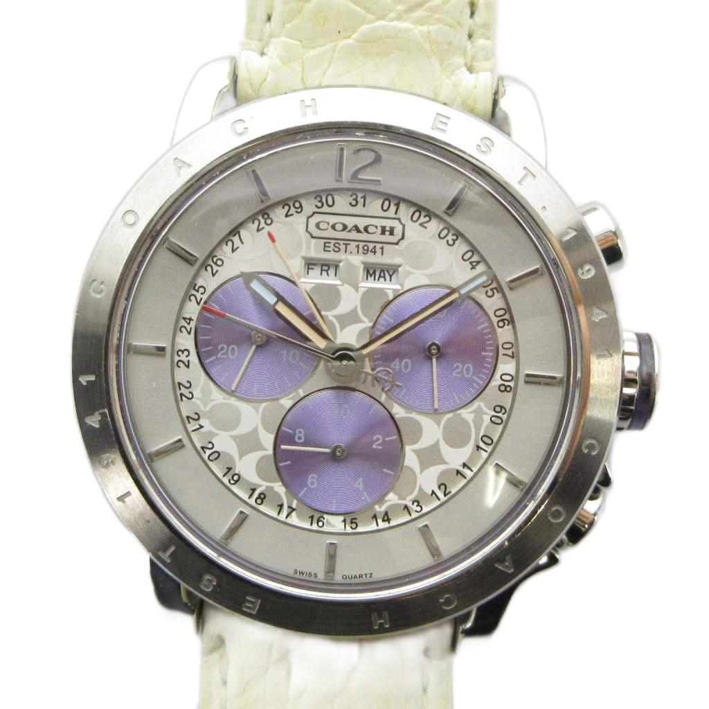 【中古】コーチ COACH 0302 腕時計 ウォッチ クォーツ クロノグラフ カレンダー付き シルバー色 ■GY18 /MQ レディース 【ベクトル 古着】 260504ブランドコーチ COACH表記サイズ実寸サイズをご参考ください。実寸...