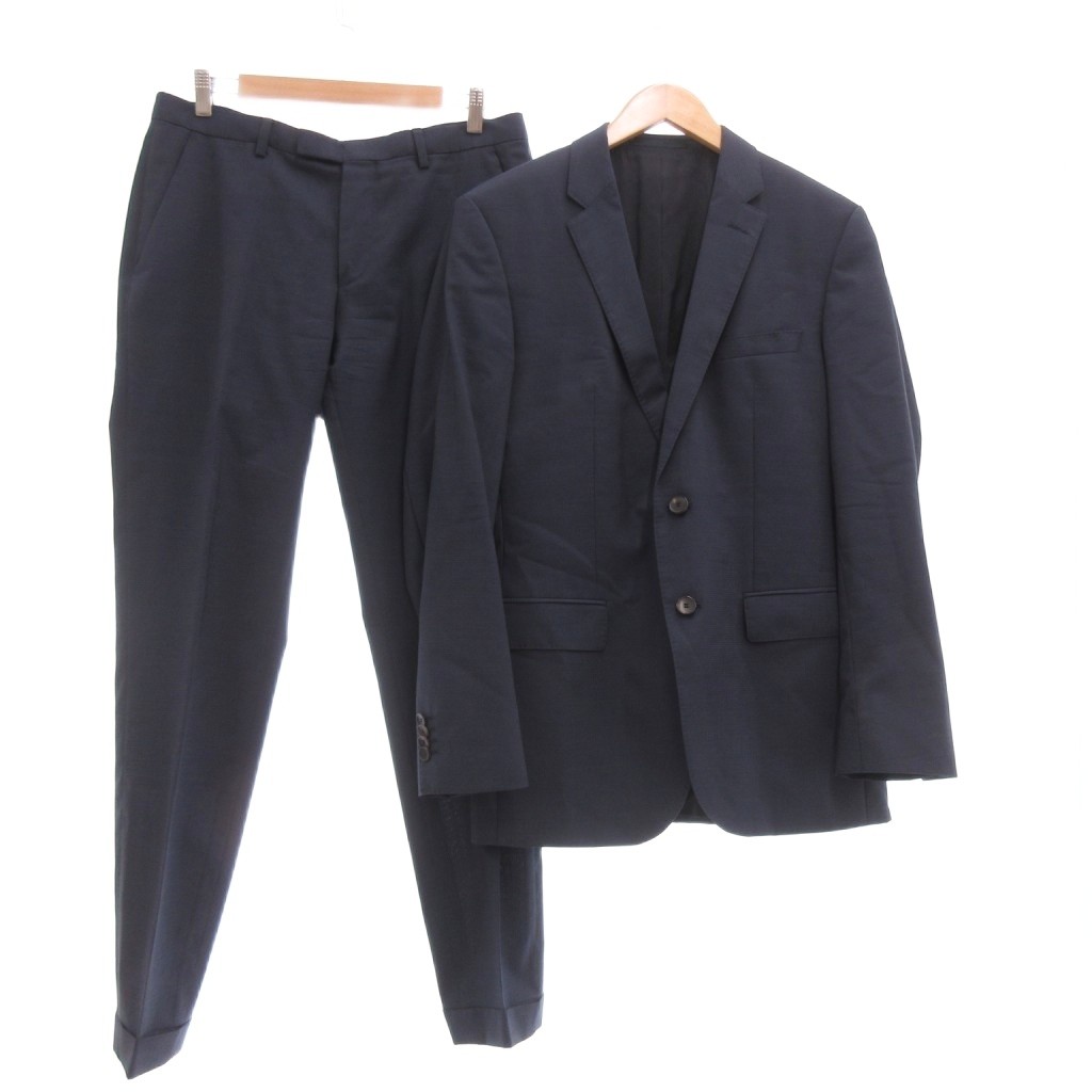 【中古】エトロ ETRO セットアップ スーツ ダークネイビー テーラードジャケット シングル パンツ スラックス シルク混 ストライプ 裏地ペイズリー /MG ■GY44 メンズ 【ベクトル 古着】 260520ブランドエトロ ETRO表...