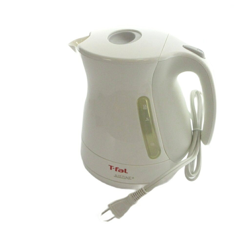 【中古】T-fal Justine+ ジャスティンプラス 1.2L KO340170 電気ケトル 家電 ロゴ 通電確認済み 白 ホワイト ■GY11 /MQ その他 【ベクトル 古着】 260703表記サイズ1.2L実寸サイズ約18cm　素...