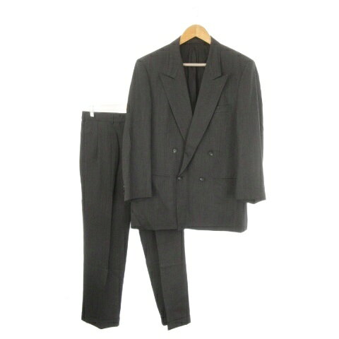 【中古】ドーメル DORMEUIL セットアップ ダブルスーツ グレー ヘリンボーン ストライプ /CK2 ■GY03 メンズ 【ベクトル 古着】 260520表記サイズサイズ表記なし(実寸サイズをご覧ください)実寸サイズジャケット 肩幅：...