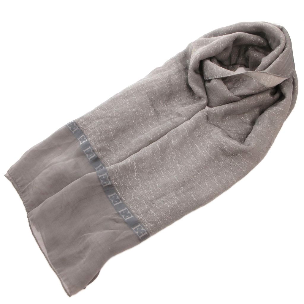【中古】エスカーダ ESCADA スカーフ ストール グレー ロゴ ラメ 絹 シルク /NL ■GY99 レディース 【ベクトル 古着】 260629ブランドエスカーダ ESCADA実寸サイズ全長（フリンジ含まず）：190cm　幅：64cm...