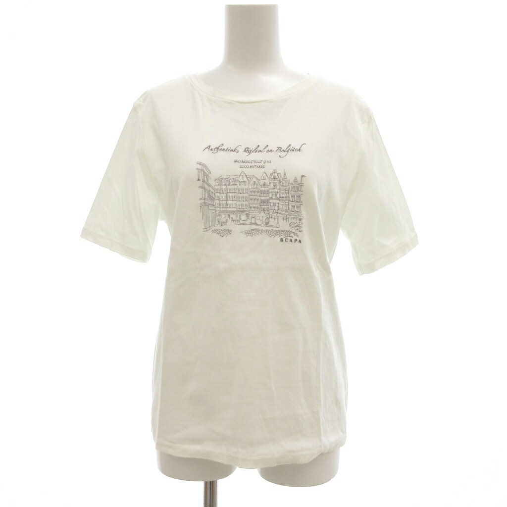 【中古】スキャパ SCAPA Tシャツ 38 白 ホワイト 半袖 刺繍 ラウンドネック /UO レディース 【ベクトル 古着】 260110ブランドスキャパ SCAPA表記サイズ38実寸サイズ肩幅：38cm　身幅：42cm　袖丈：22cm　...