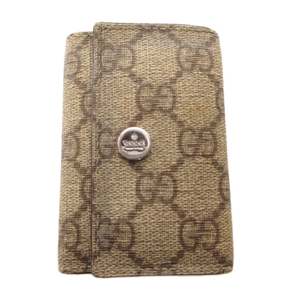 【中古】グッチ GUCCI キーケース GGスプリーム 総柄 茶 ブラウン /FF レディース 【ベクトル 古着】 260316ブランドグッチ GUCCI実寸サイズヨコ：9cm　タテ：6.5cm　マチ：1.5cm　　素材レザー色茶 ブラウン...