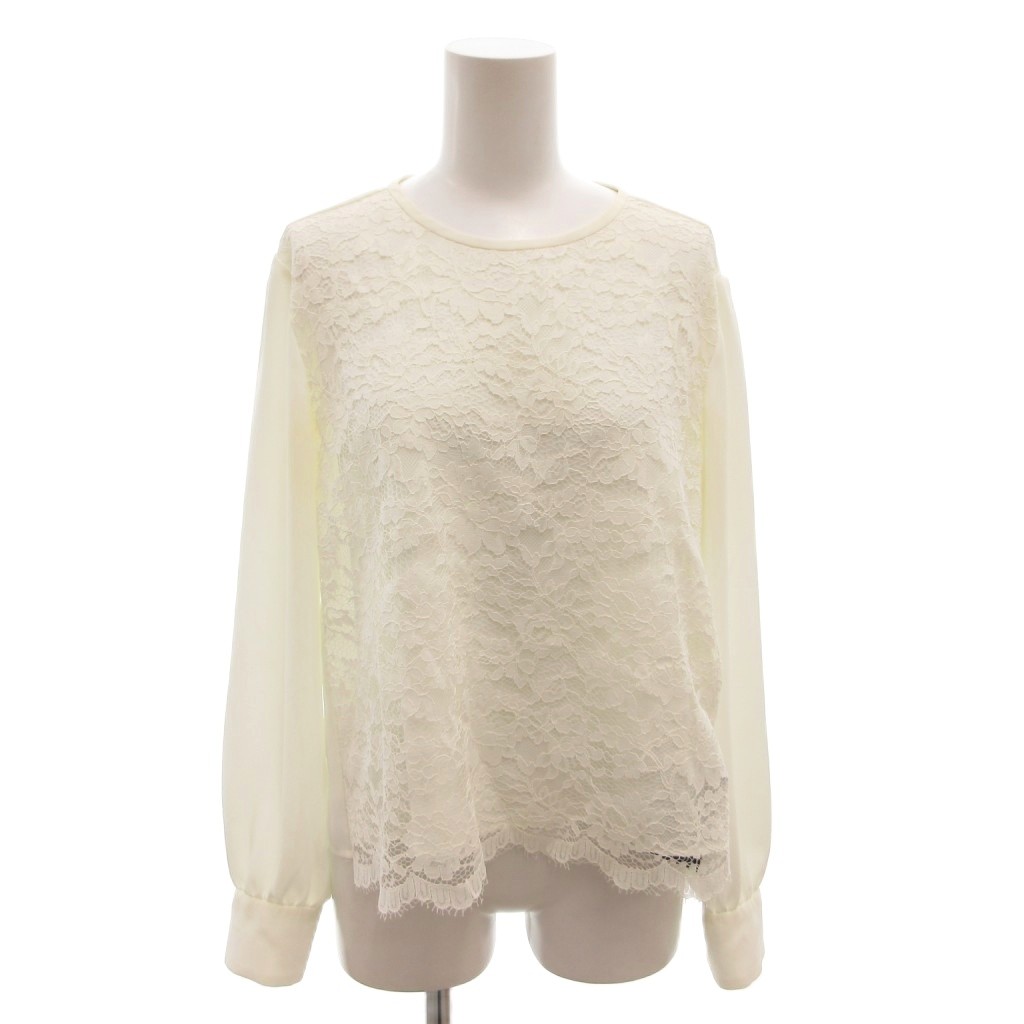 【中古】アクアスキュータム AQUASCUTUM ラッセルレースブラウス シャツ ラウンドネック パフスリーブ 花柄 長袖 白 ホワイト /FF 【ベクトル 古着】 260318ブランドアクアスキュータム AQUASCUTUM表記サイズサイ...