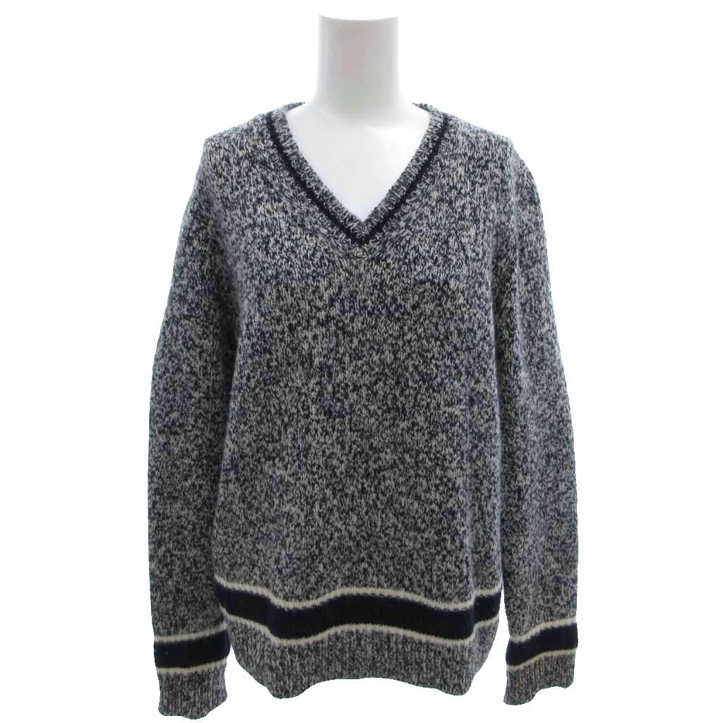 【中古】クリスチャンディオール Christian Dior 21AW ニット セーター 長袖 Vネック ロゴ ウール カシミヤ混 総柄 紺 ネイビー 054S01A303 /FF レディース 【ベクトル 古着】 260512ブランドクリス...