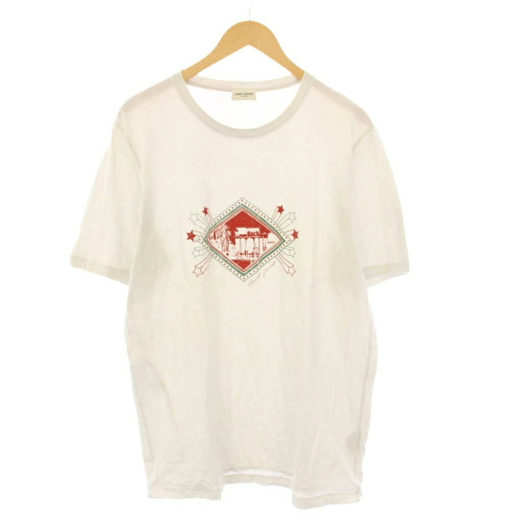 【中古】サンローラン パリ SAINT LAURENT PARIS 19SS Jardin Majorelle Tシャツ カットソー 半袖 プリント L 白 603303 /KH メンズ 【ベクトル 古着】 260213ブランドサンローラン...