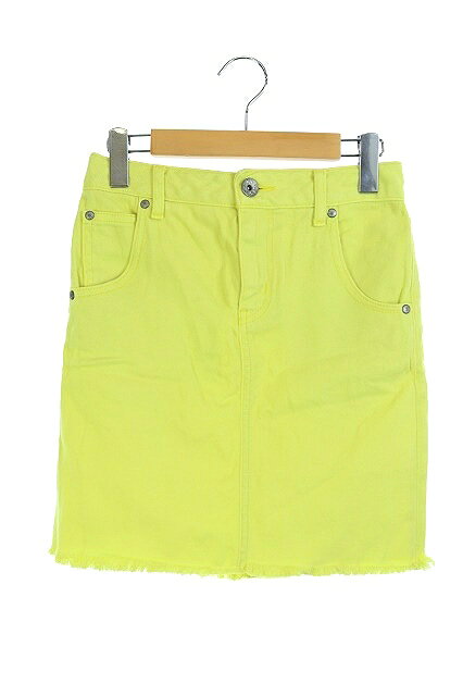 【中古】マウジー moussy DENIM スカート タイト ミニ 1 黄色 /AO 【ベクトル 古着】 180712 ブランド古着ベクトルプレミアム店ブランドマウジー moussy表記サイズ1実寸サイズウエスト：66cm　ヒップ：80cm...