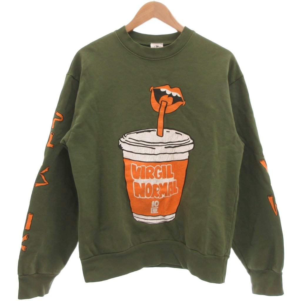 【中古】ヴァージル ノーマル VIRGIL NORMAL USA製 スウェット トレーナー S グリーン系 ラウンドネック グラフィックプリント 長袖 /KB ■GY06 メンズ 【ベクトル 古着】 260212表記サイズS実寸サイズ肩幅：...