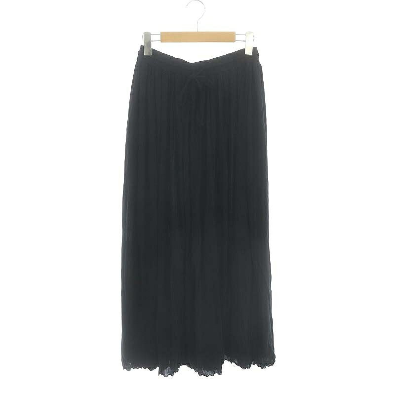 【中古】デッサンドモード Dessin de mode ギャザースカート フレア ロング マキシ丈 メロウ加工 F 黒 ブラック /DF ■OS レディース 【ベクトル 古着】 241023ブランドデッサンドモード Dessin de mo...