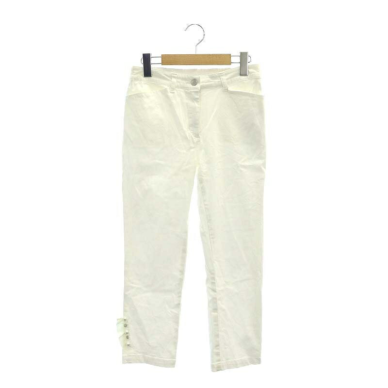 【中古】エムズグレイシー M'S GRACY 23年製 パールフリル裾 クロップドパンツ テーパード カラー 36 S 白 ホワイト /AT ■OS ■PN レディース 【ベクトル 古着】 250506ブランドエムズグレイシー M'S GR...