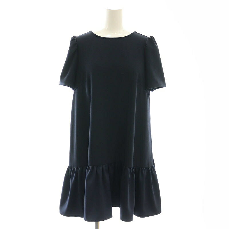 【中古】リュリアン lieulien lul サテン フリル バック リボン ブラウス 半袖 チュニック丈 M 紺 ネイビー /AT ■OS ■SH レディース 【ベクトル 古着】 250526表記サイズM実寸サイズ肩幅：31cm　身幅：4...