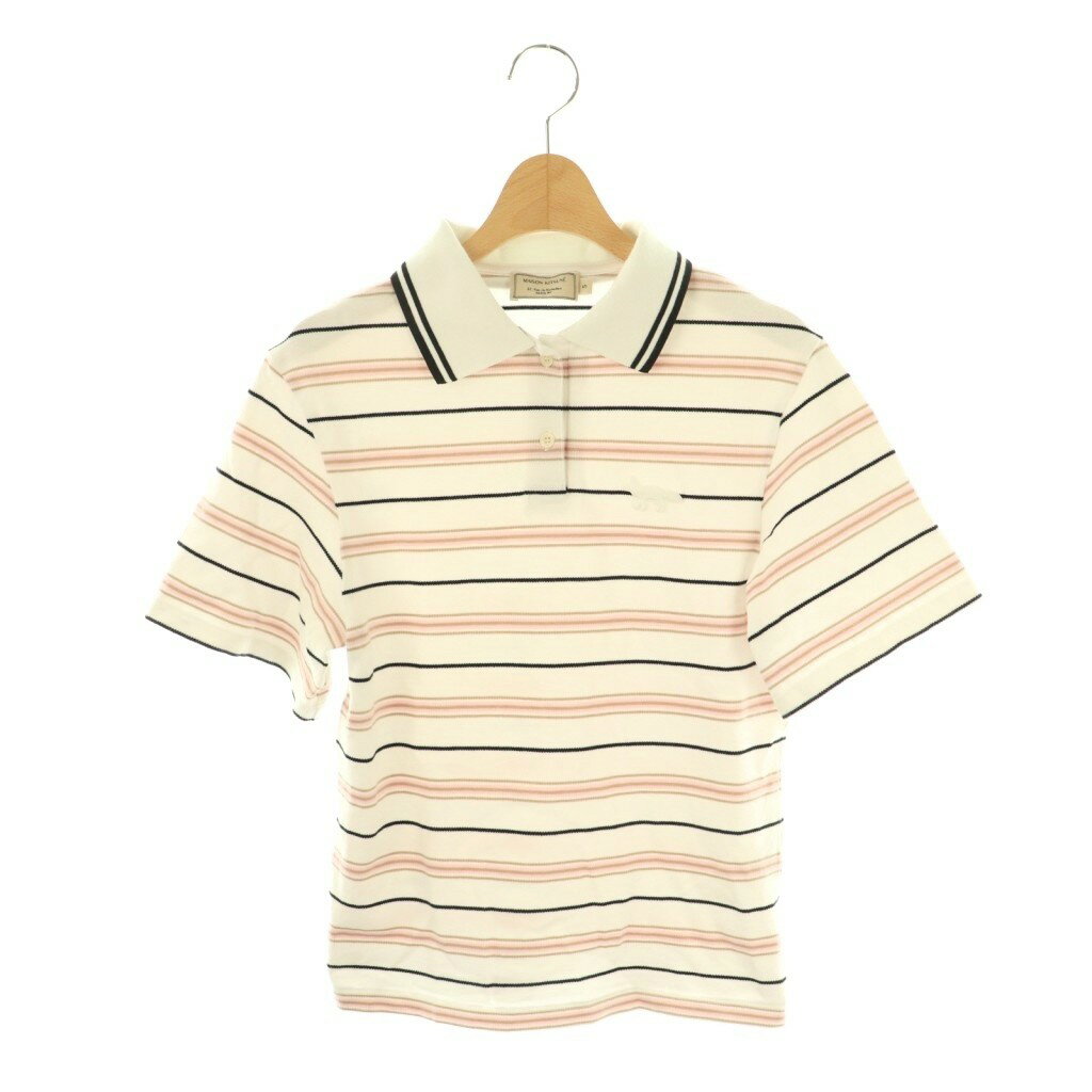 【中古】メゾンキツネ MAISON KITSUNE コットンボーダーポロシャツ 半袖 S 白 ホワイト /AT ■OS レディース 【ベクトル 古着】 251103ブランドメゾンキツネ MAISON KITSUNE表記サイズS実寸サイズ肩幅...